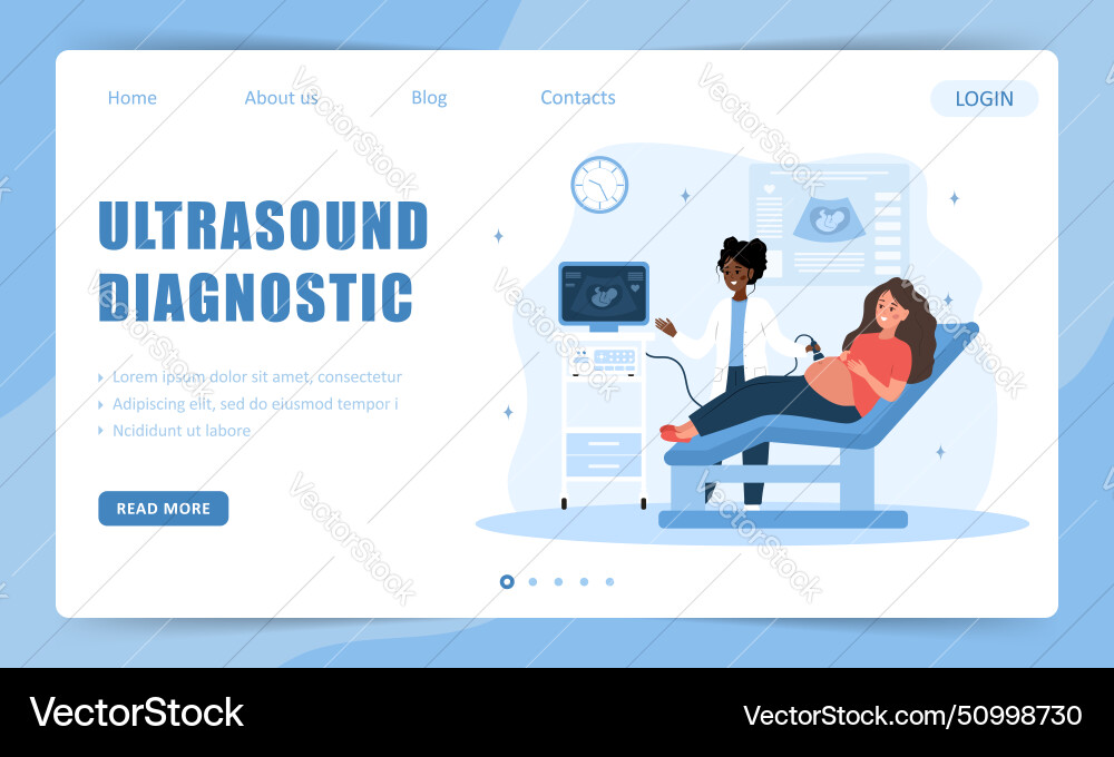 Ultrasound diagnostic landing page template Vector Image