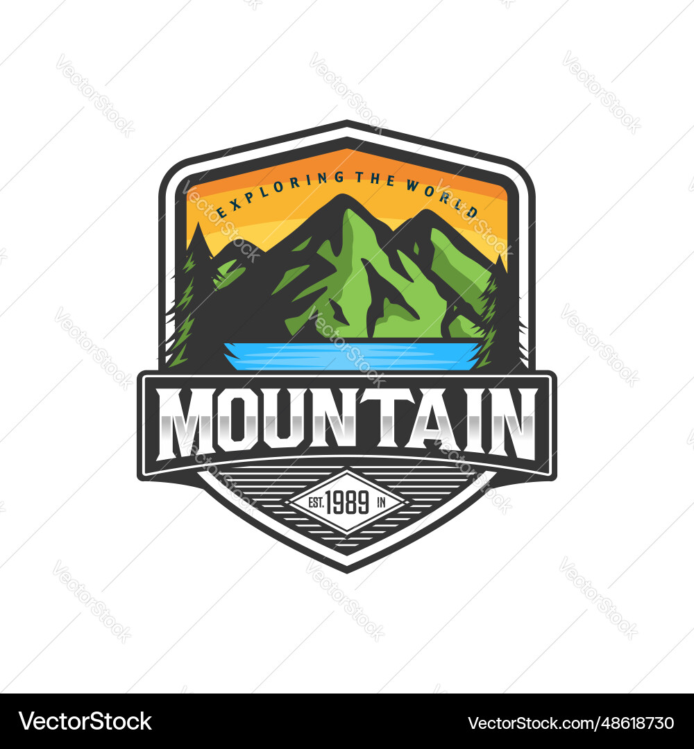Vintage mountain logo design template Royalty Free Vector