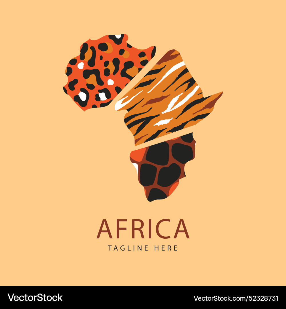 Africa map logo with animal print Royalty Free Vector Image