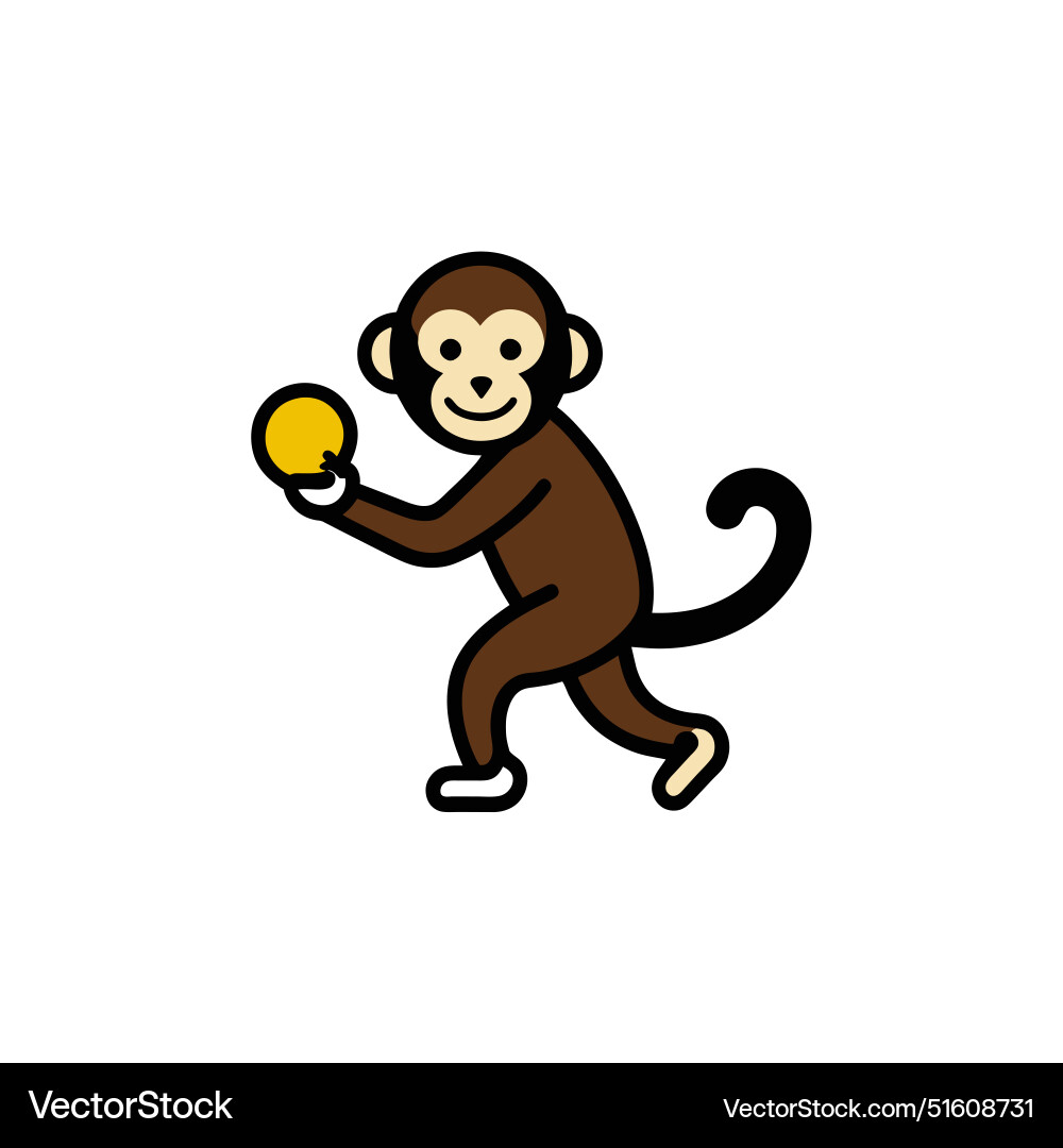 Barbary macaque monkey play icon Royalty Free Vector Image