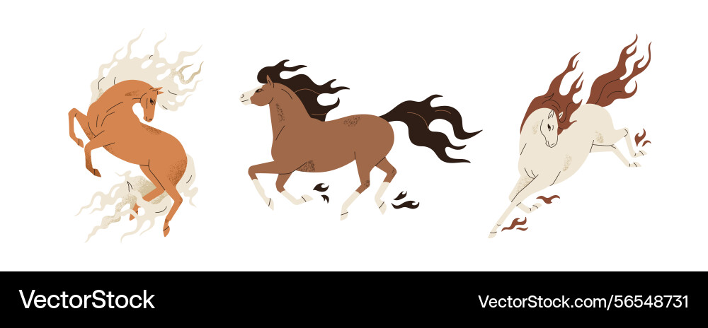 Pferde-Galopping und Springen Fast equine Tiere Vektorbild