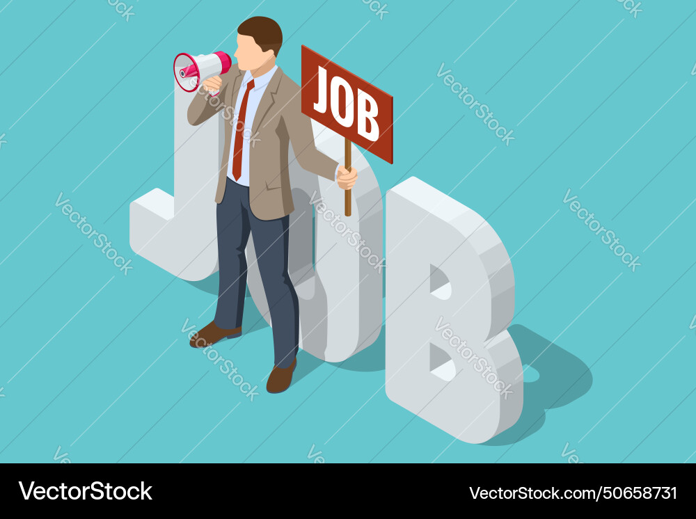 Isometric search job vacancy recruitment Vector Image