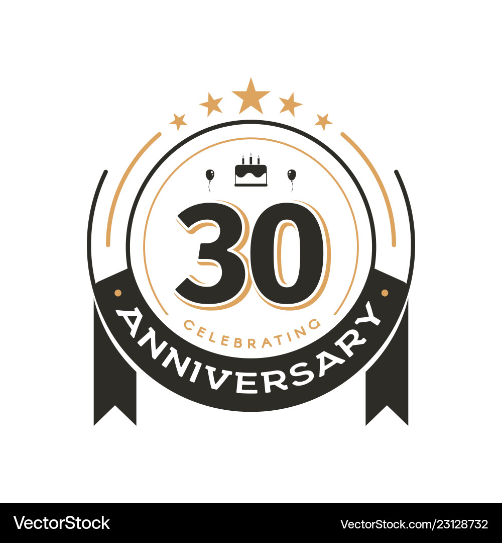 30th Birthday Anniversary Retro Badge Royalty Free Vector