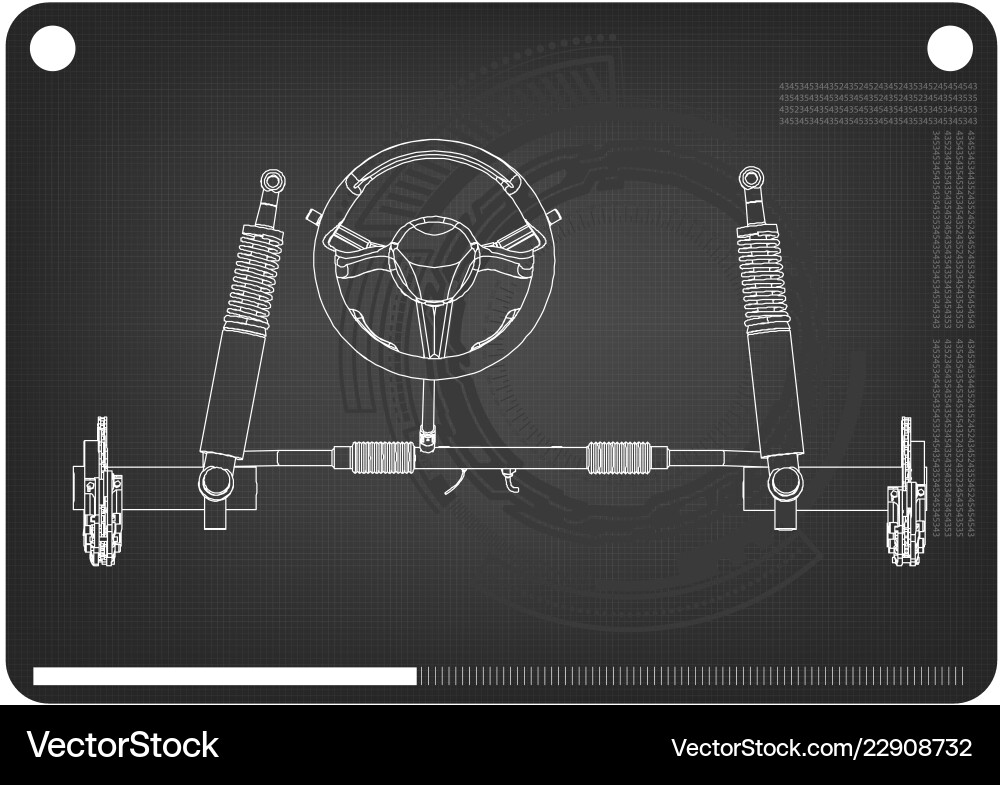 3d model of steering column and car suspension Vector Image