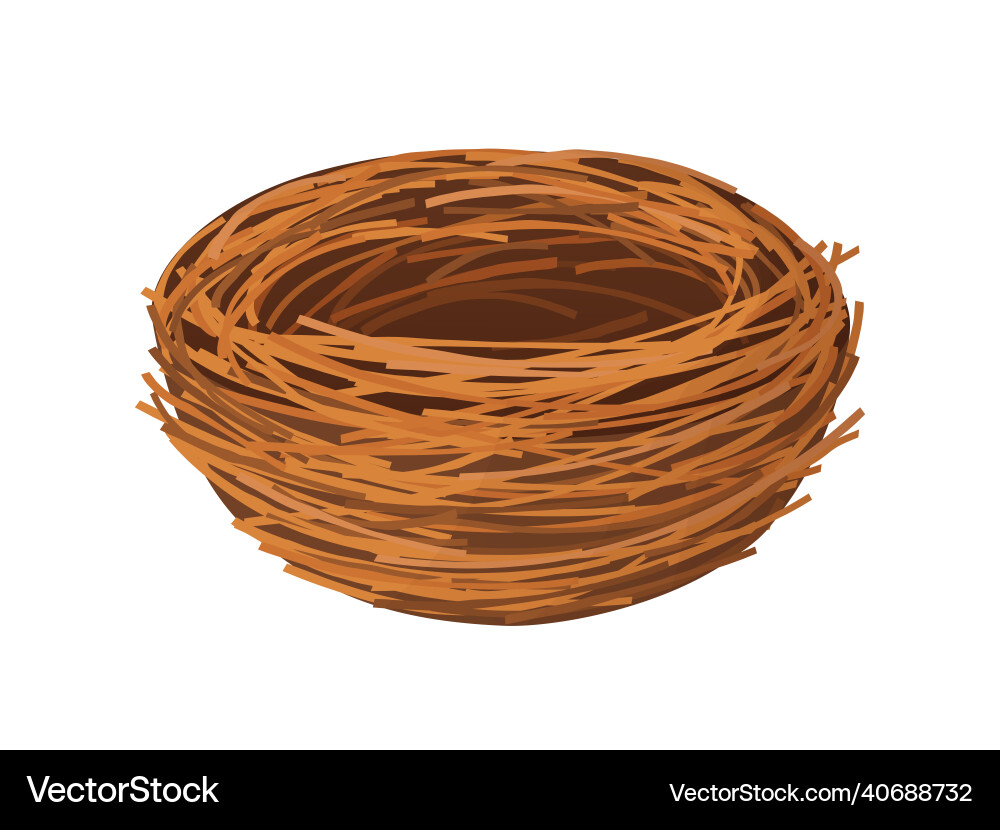 Bird nest empty with branches isolated Royalty Free Vector