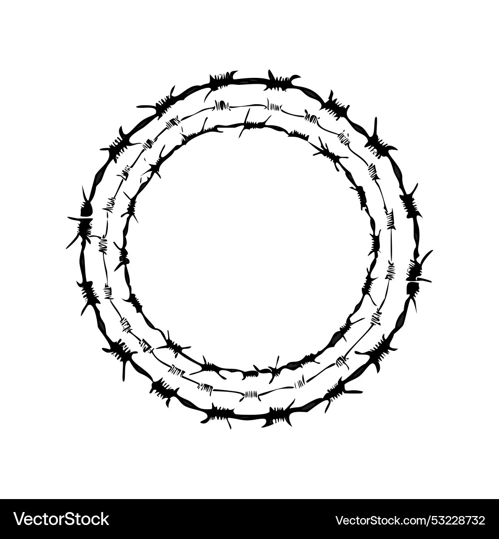 Circle with barbed wire on white background Vector Image