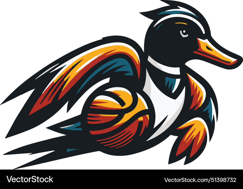 Dynamic duck sports team logo Royalty Free Vector Image