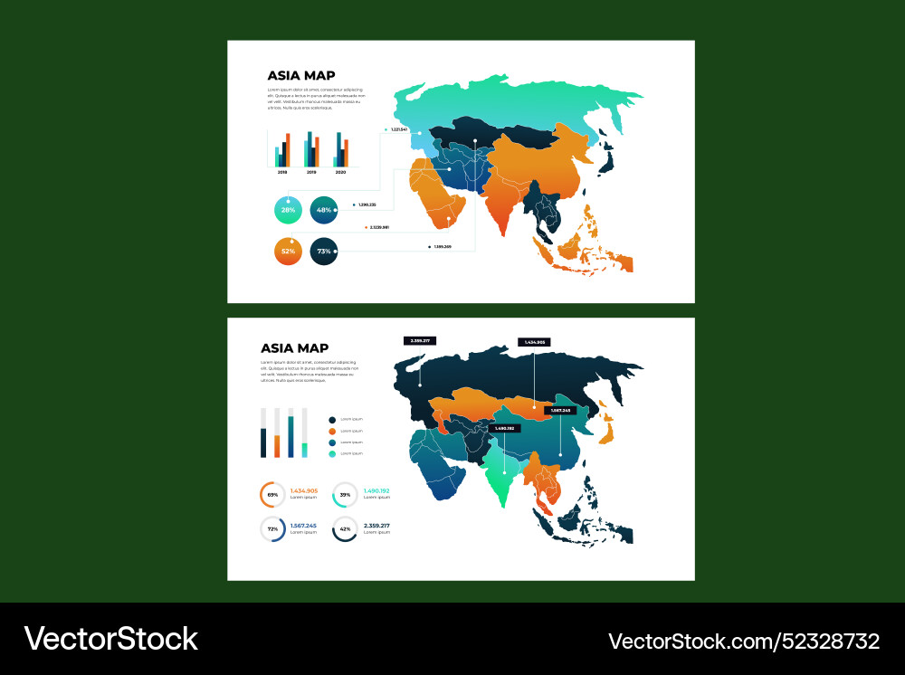 Gradient asia map infographic Royalty Free Vector Image