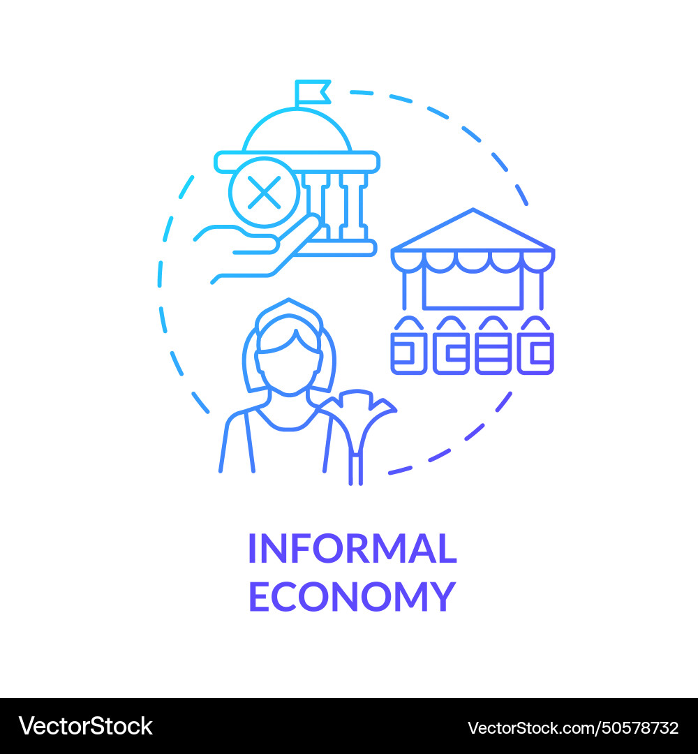 Informal economy blue gradient concept icon Vector Image