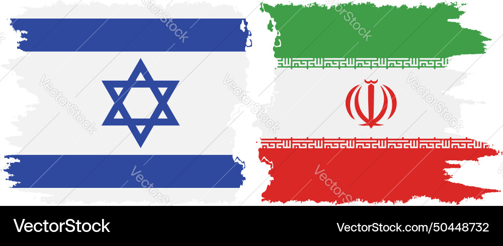 Iran and israel grunge flags connection Royalty Free Vector