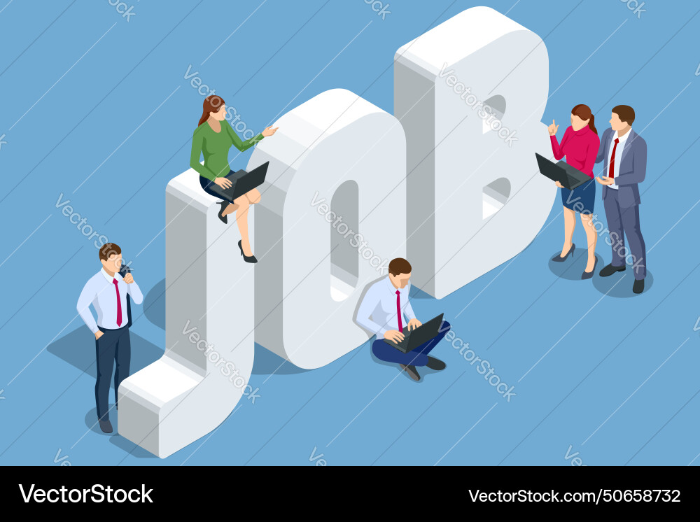 Isometric search job vacancy recruitment Vector Image
