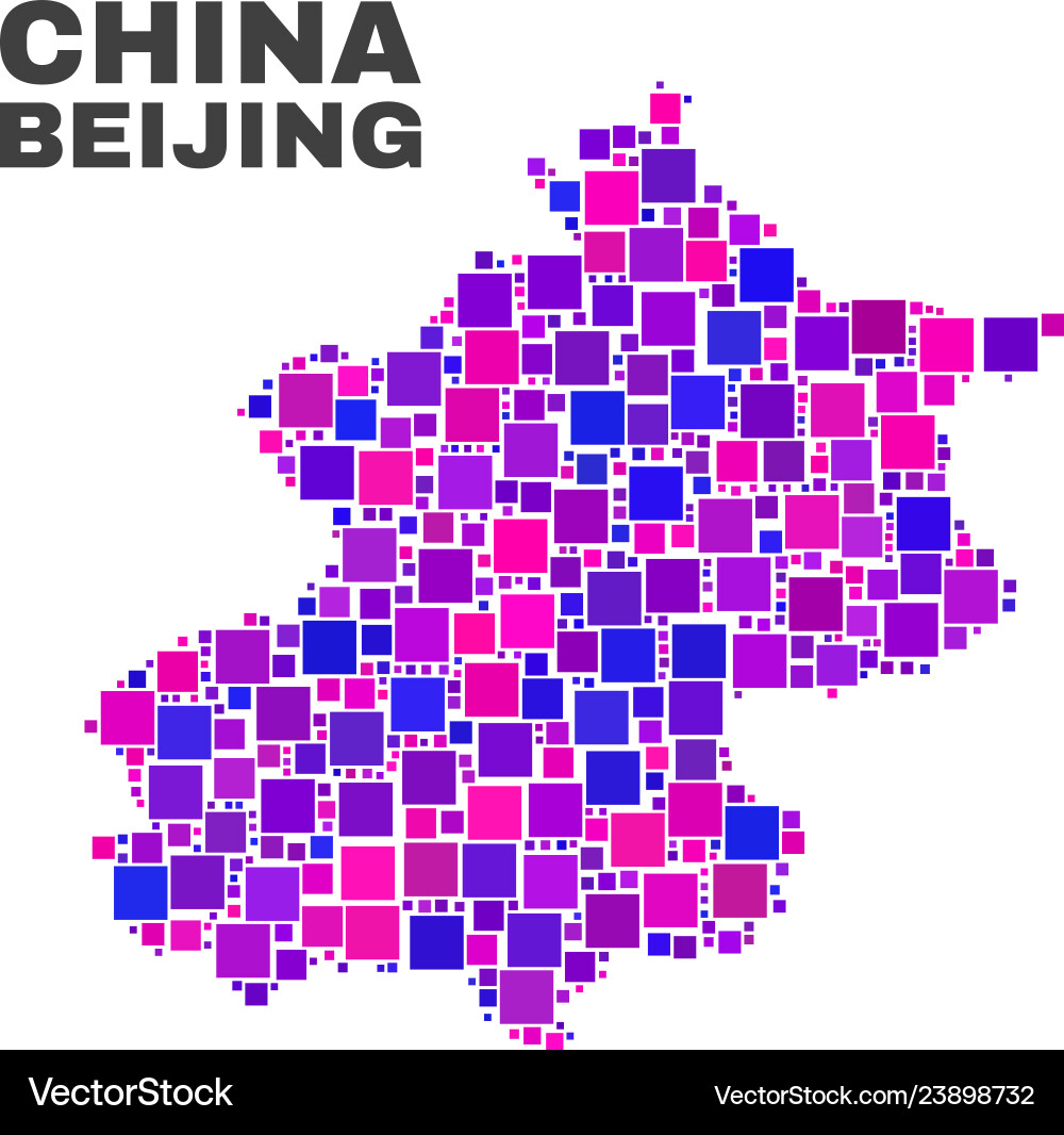 Mosaic beijing city map of square elements Vector Image
