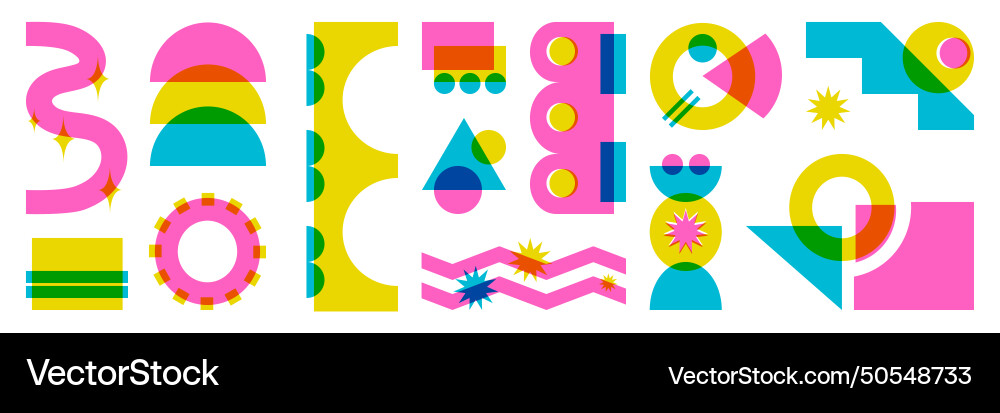 Bright vibrant geometric shape risograph style Vector Image