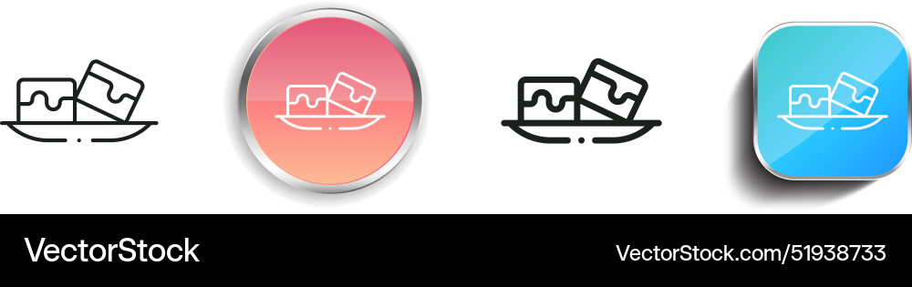 Brownies icon thin linear regular and button Vector Image