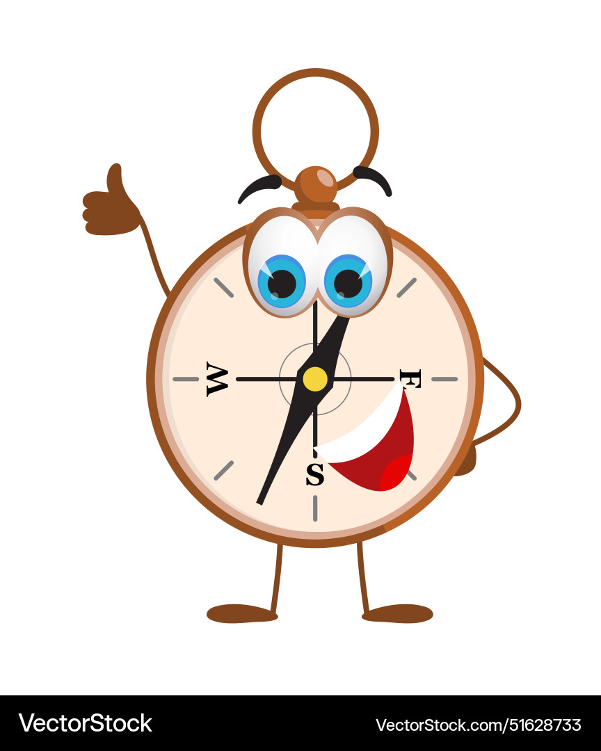 Funny compass on white background flat design Vector Image