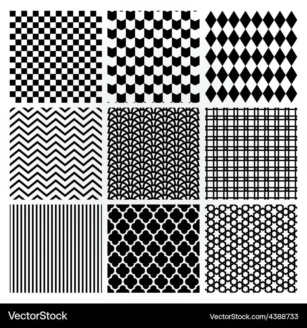 Geometric Monochrome Seamless Background Patterns Vector Image