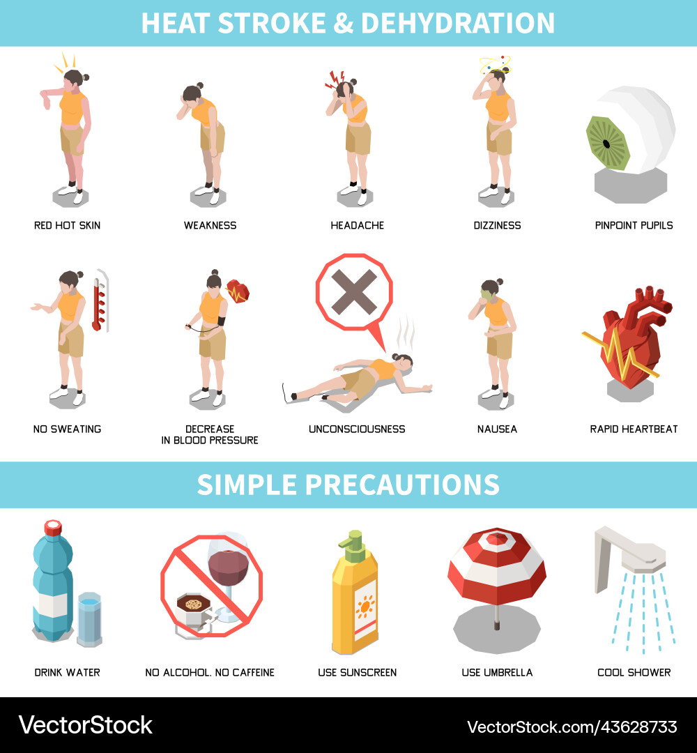 Heat stroke set Royalty Free Vector Image - VectorStock