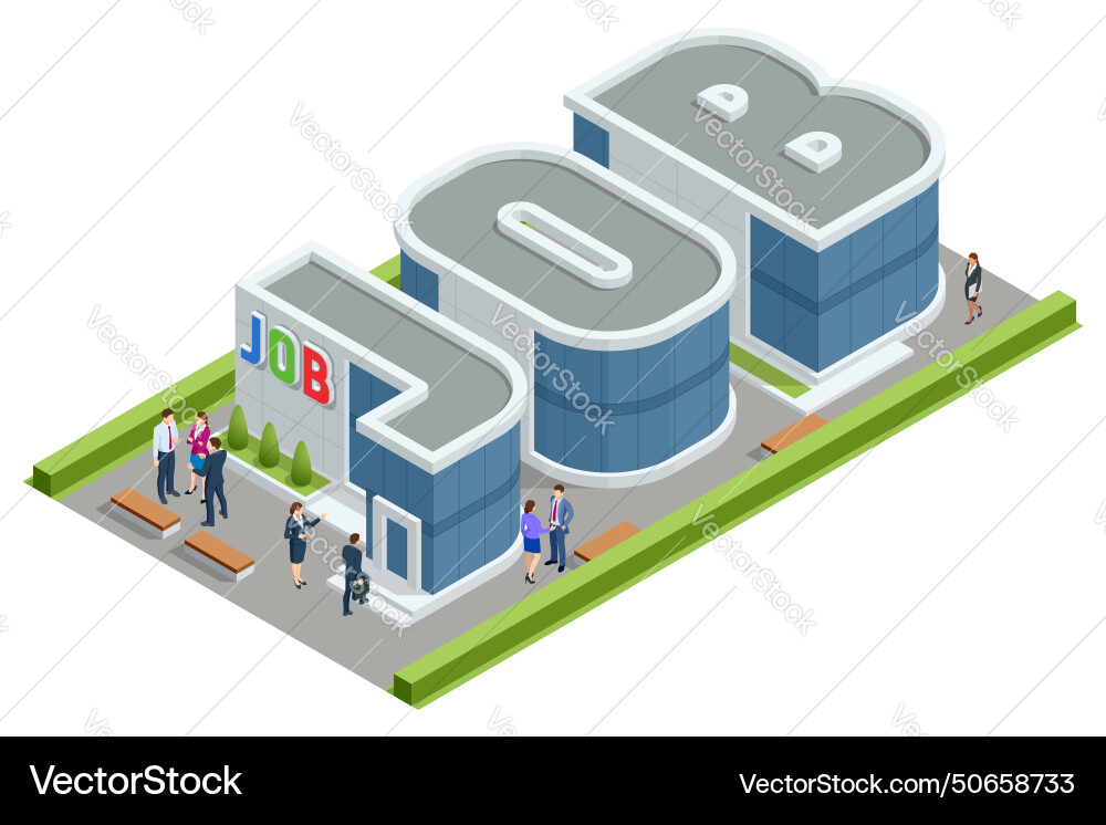 Isometric search job vacancy recruitment Vector Image