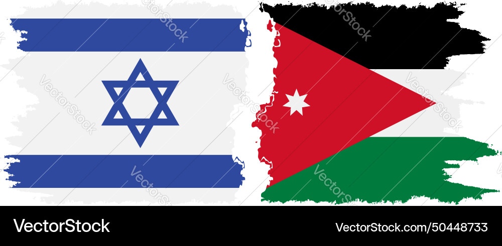 Jordan and israel grunge flags connection Vector Image