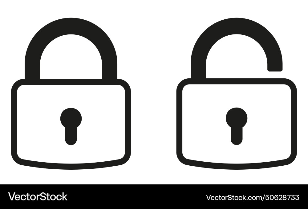Lock icon collection locked and unlocked black Vector Image