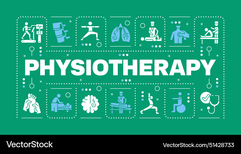 Physiotherapy green word concept Royalty Free Vector Image