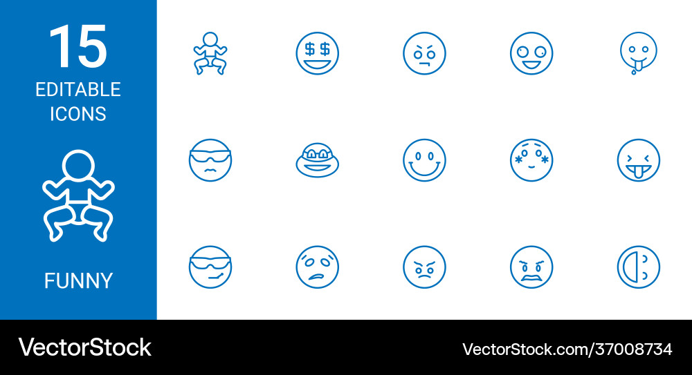 15 funny icons Royalty Free Vector Image - VectorStock