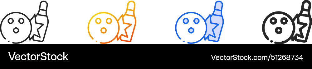 Bowling iconthin linear gradient blue stroke Vector Image