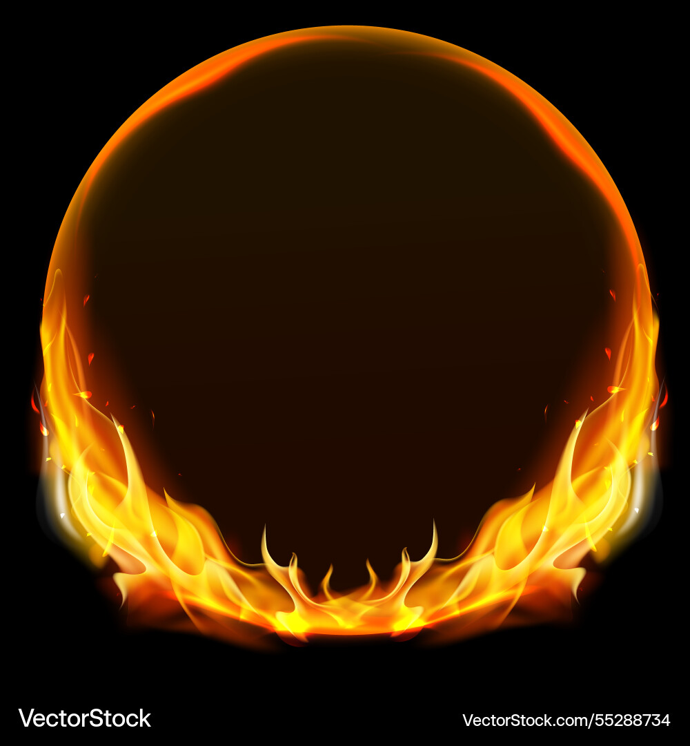 Circular flame frame on black background Vector Image
