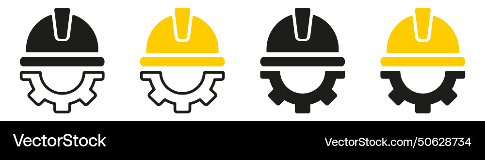 Construction helmet on the gear icons set Vector Image
