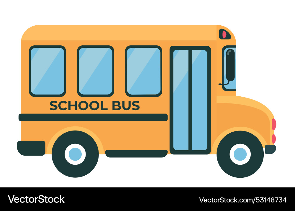 Flat of yellow school bus Royalty Free Vector Image