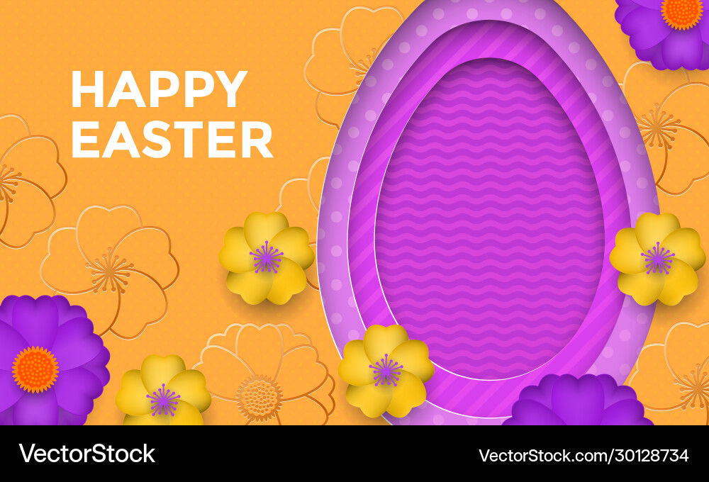 Happy easter egg on flower pattern background Vector Image