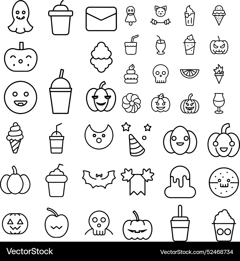 Happy halloween line and outline art Royalty Free Vector