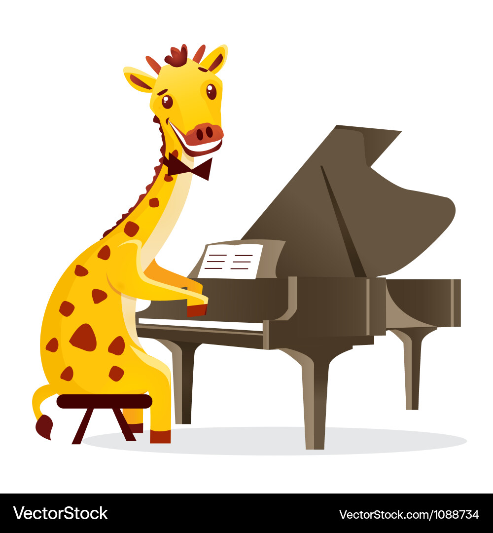 Musical animals giraffe piano Royalty Free Vector Image