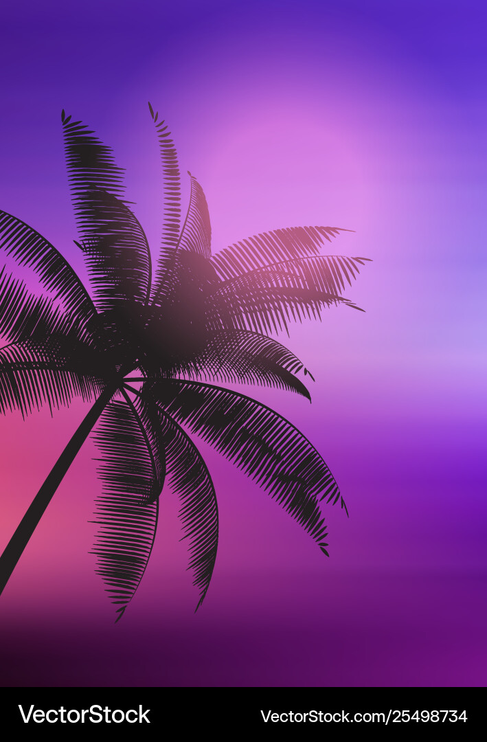 Palm tree silhouette on gradient background Vector Image