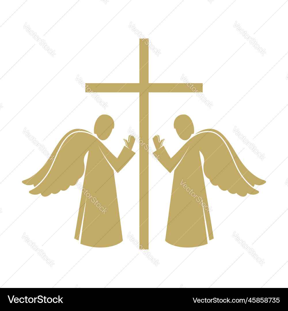 Angels at the cross Royalty Free Vector Image - VectorStock