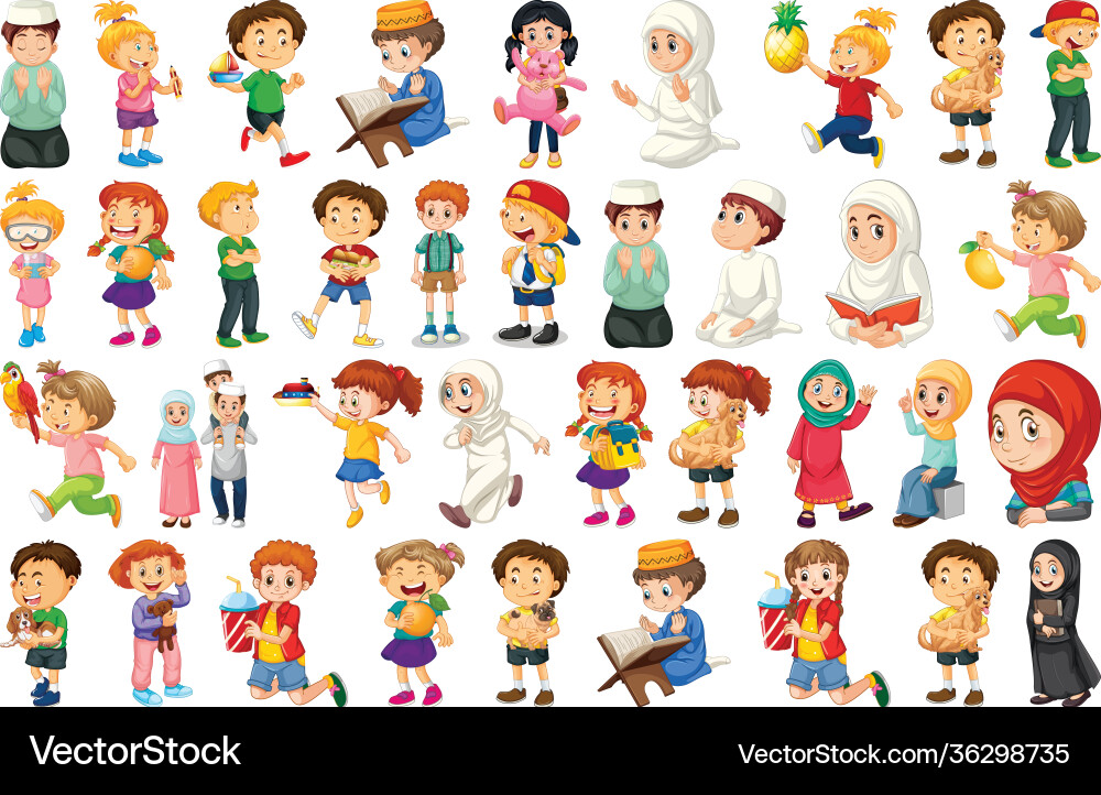 Children doing different activities cartoon Vector Image