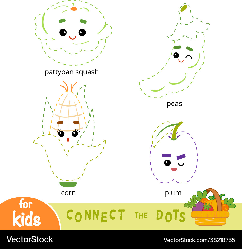 Connect dots game for children set cartoon Vector Image