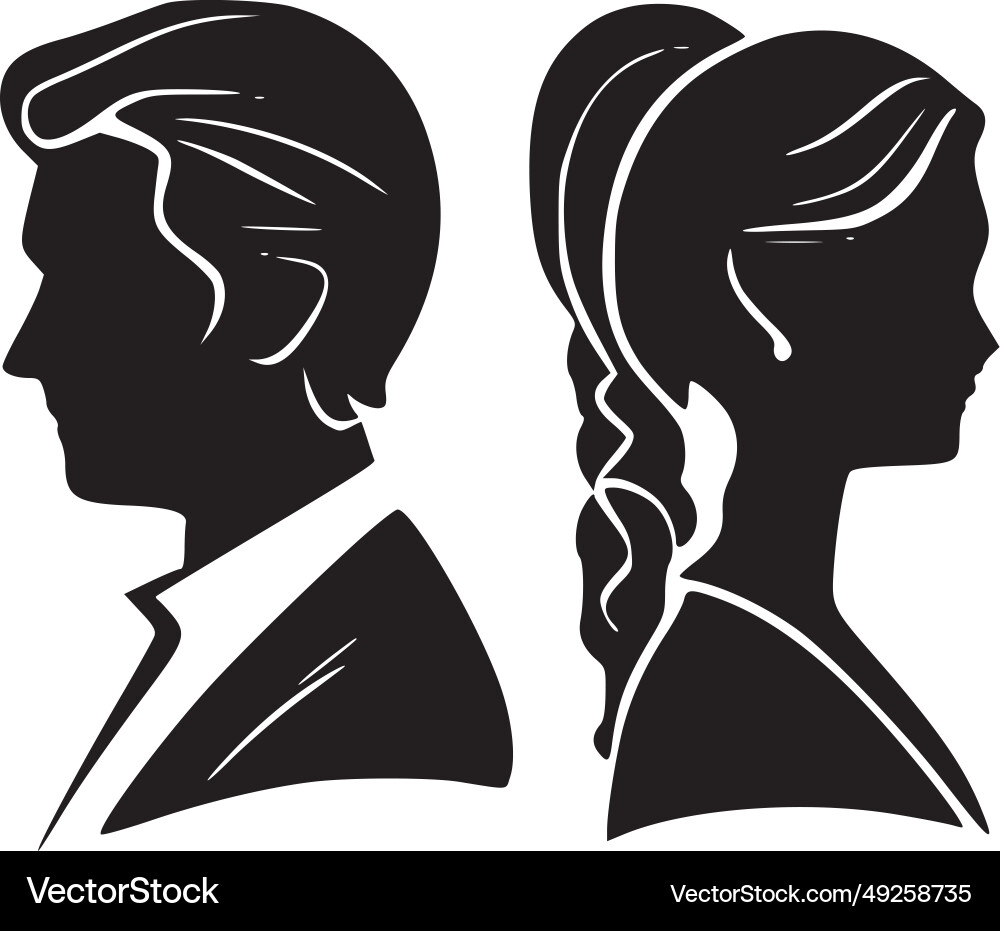 Couples - black and white Royalty Free Vector Image