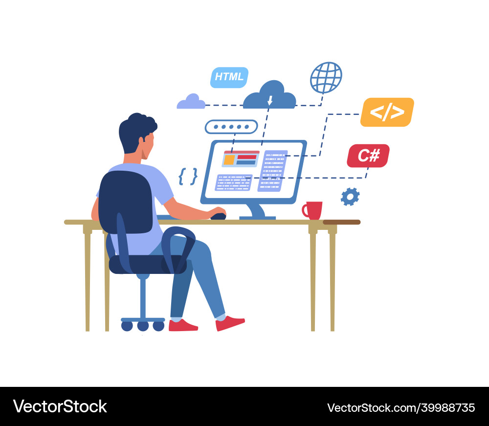 Programmer at work Royalty Free Vector Image - VectorStock