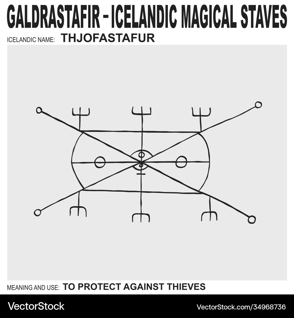 Ancient icelandic magical staves thjofastafur Vector Image