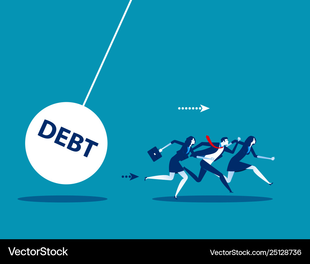 Business team with huge debt bomb concept Vector Image