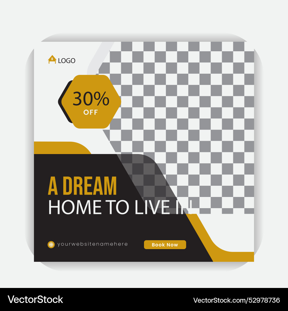 Creative and modern real estate social media post Vector Image