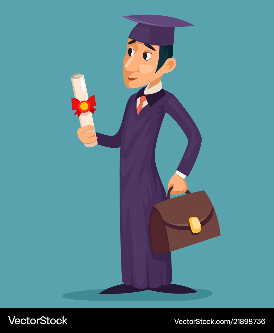 Graduate student cartoon character design Vector Image