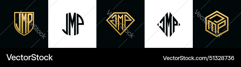 Initial letters jmp logo designs bundle Royalty Free Vector