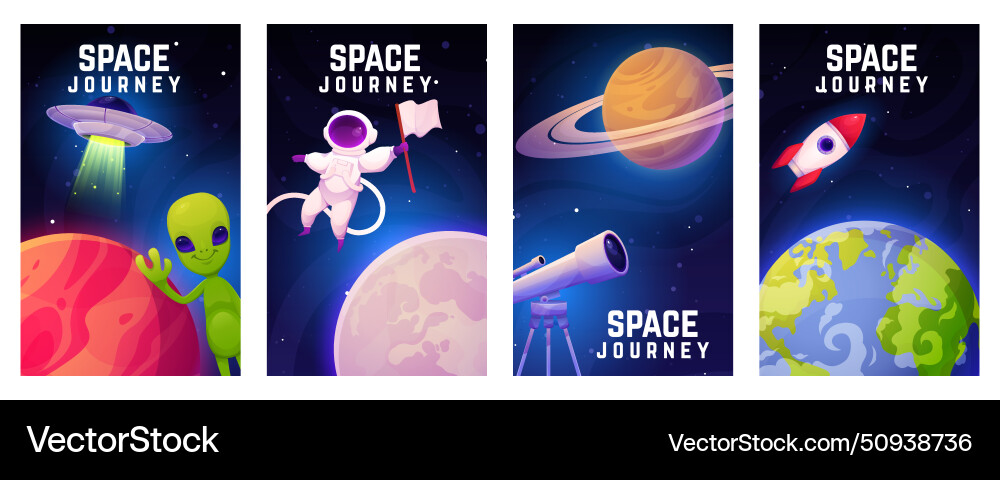 Spaceship rocket space posters alien Royalty Free Vector