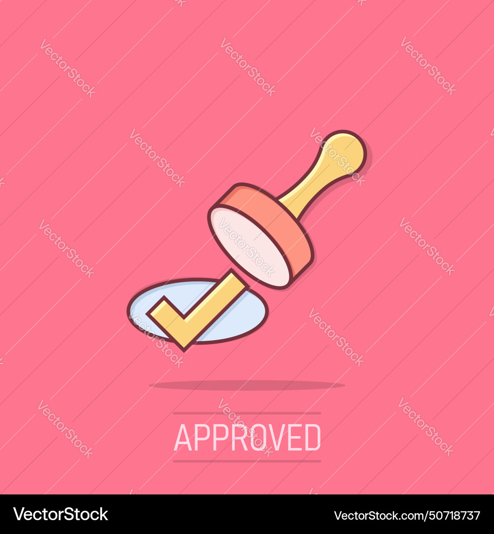 Approve stamp icon in comic style accept check Vector Image