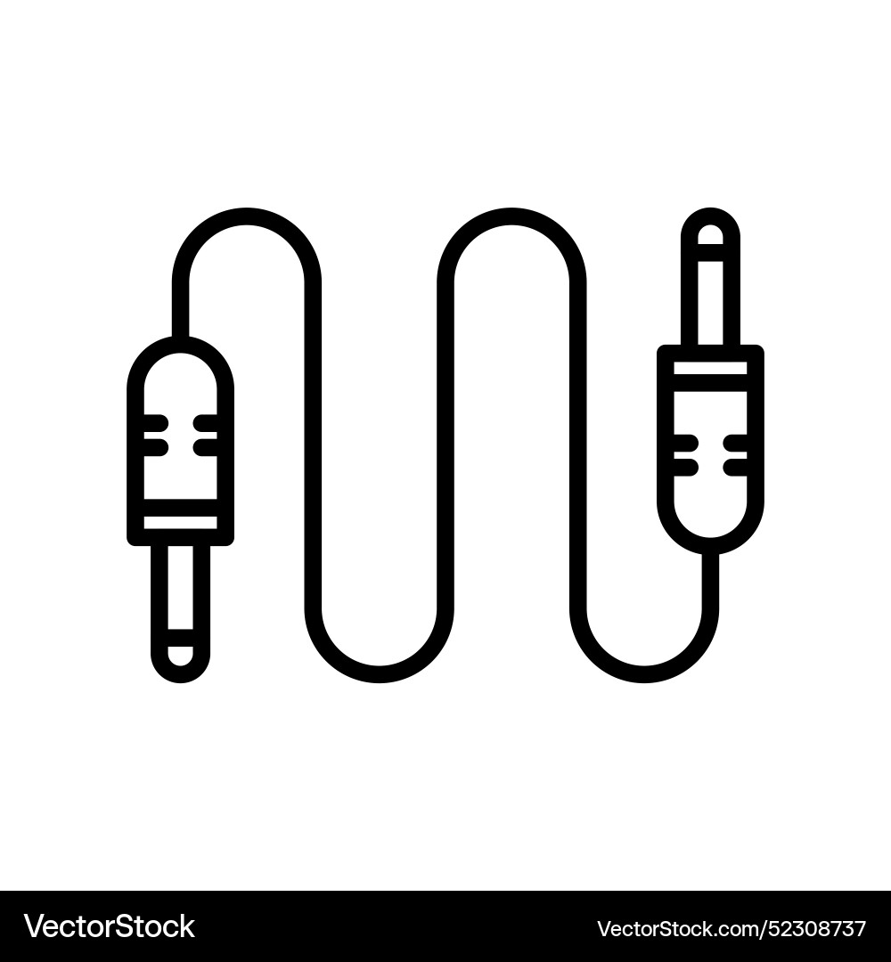 Aux cable icon linear logo mark in black and white