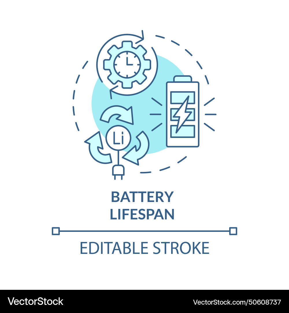 Battery lifespan soft blue concept icon Royalty Free Vector