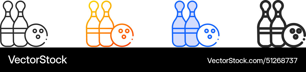 Bowling iconthin linear gradient blue stroke Vector Image