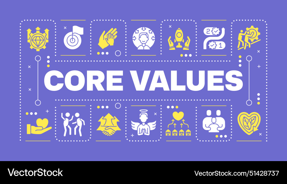 Core values purple word concept Royalty Free Vector Image